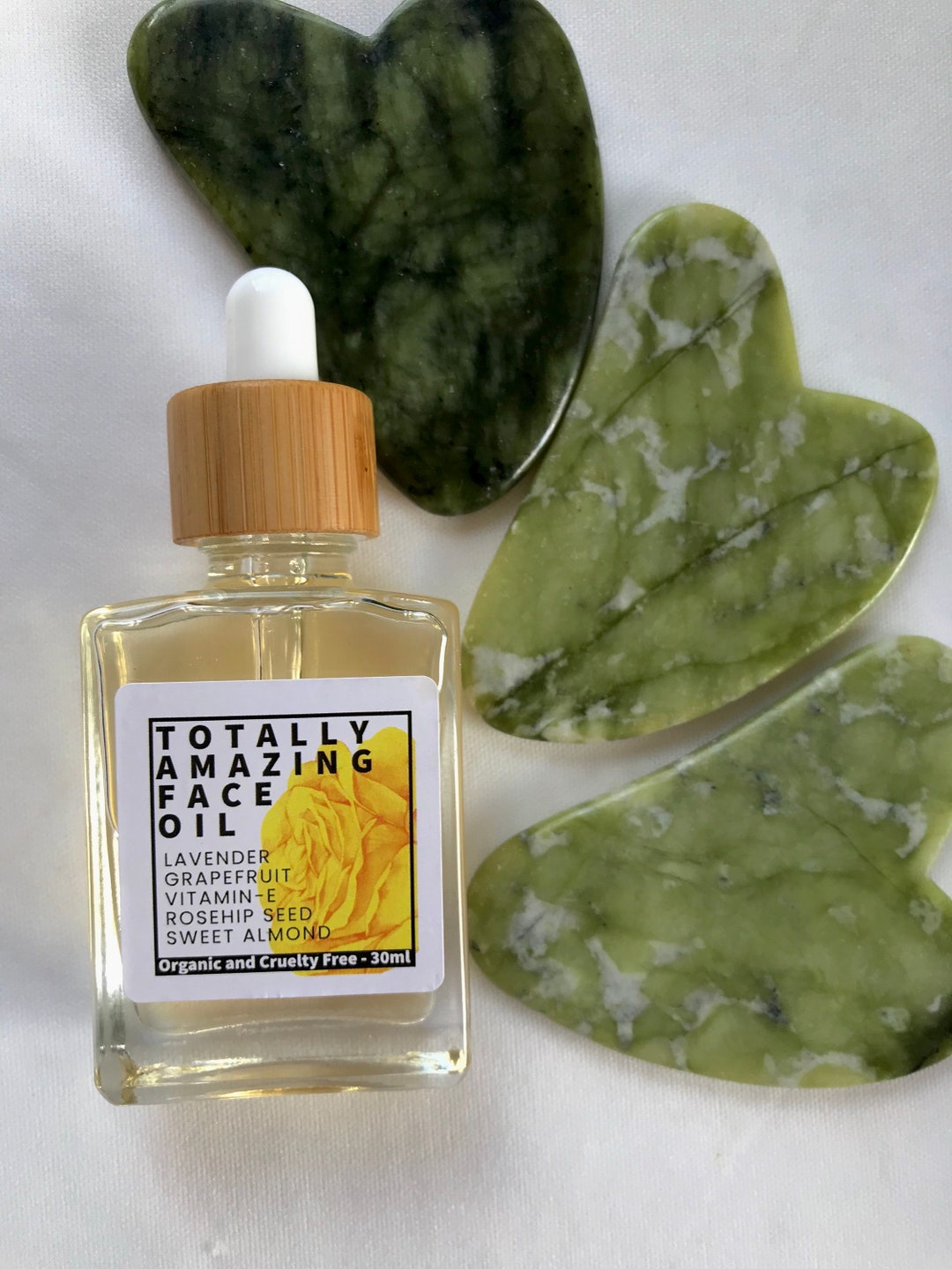 Dark Green Solid Jade Gua Sha Stone and Handmade Cotton Pouch, Gua Sha ...