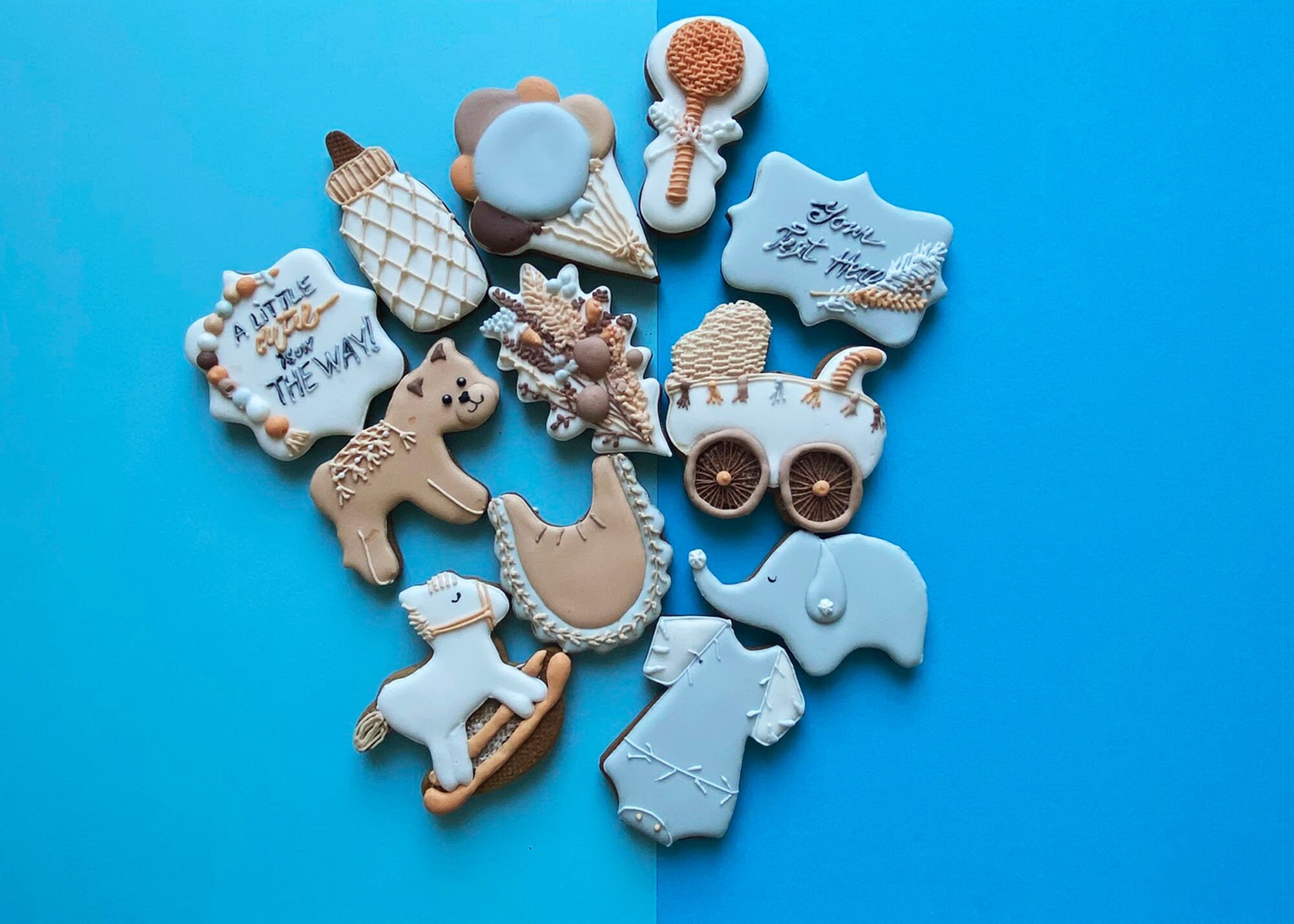 Baby Shower Cookies 1 Dozen Baby Boy Cookies Pastel Blue-sand Neutral ...