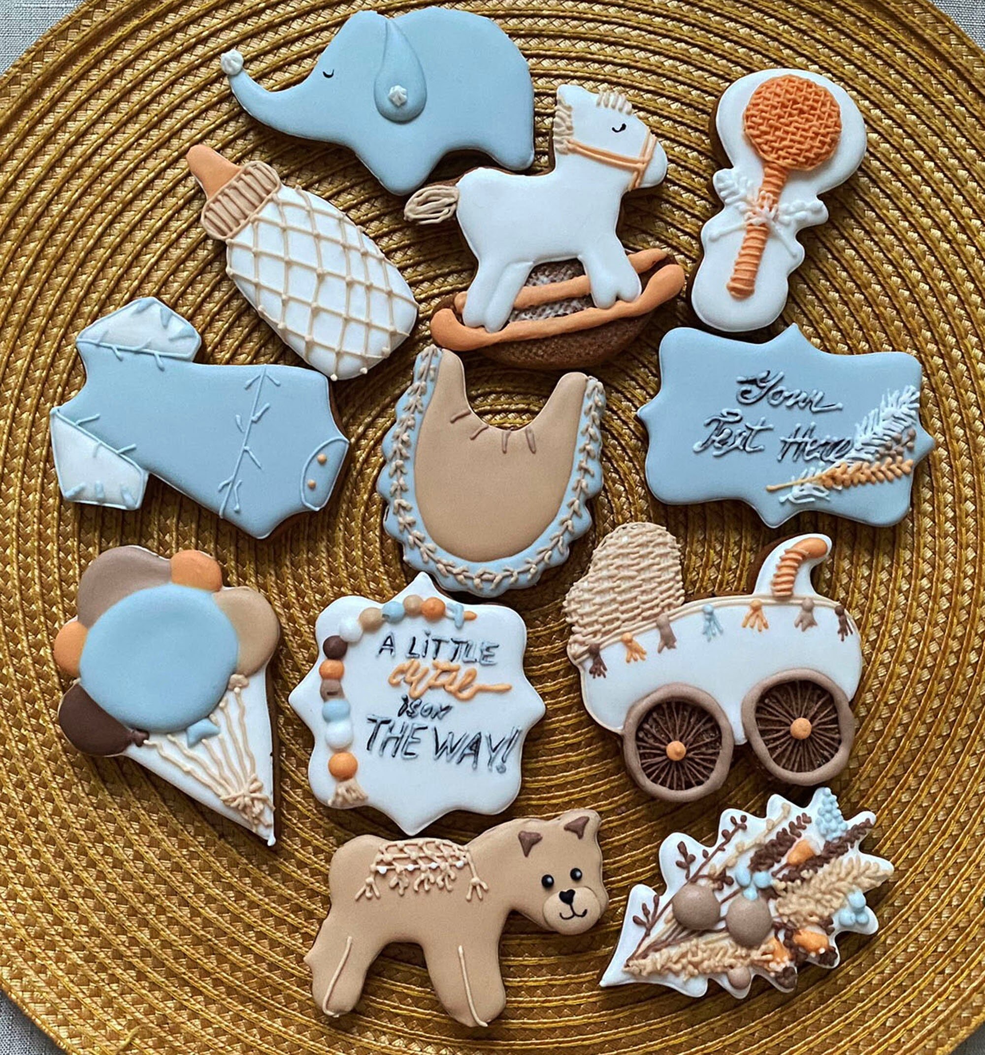 Boy Baby Shower Cookies Baby Boy Cookies Pastel Blue-sand Neutral Baby ...