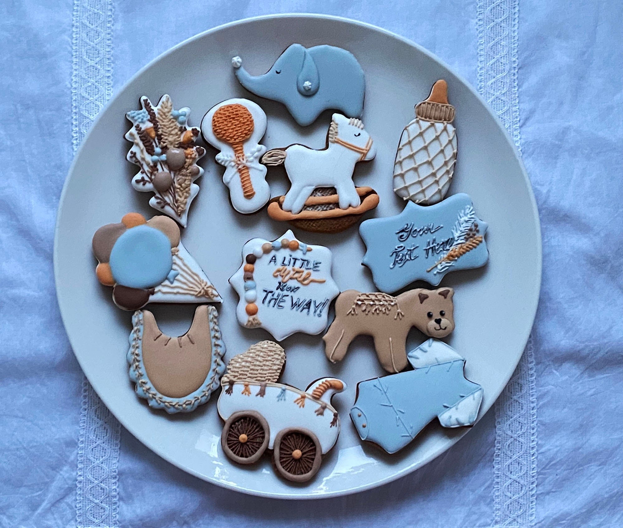 Baby Shower Cookies 1 Dozen Baby Boy Cookies Pastel Blue-sand Neutral ...
