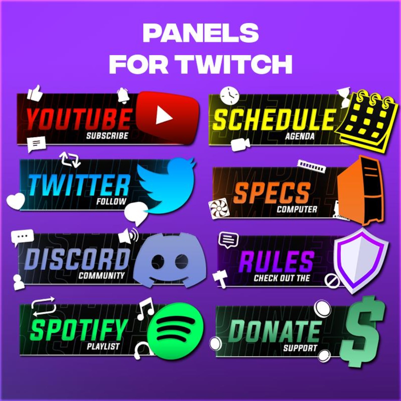 8 Friendly Twitch Panels | Social Media Panels | Twitch Panels | 8 ...