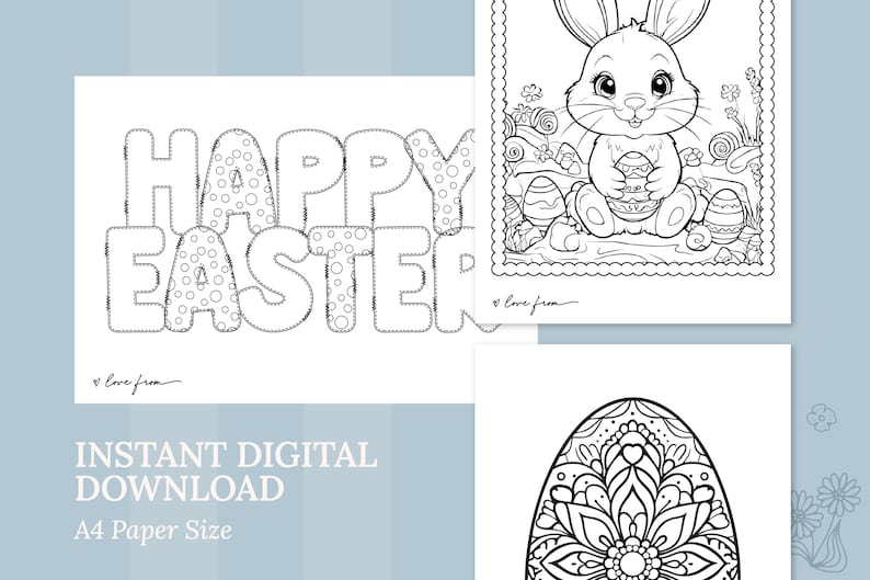 Easter Colouring Book for Kids & Adults – 20 Printable Pages | Instant ...