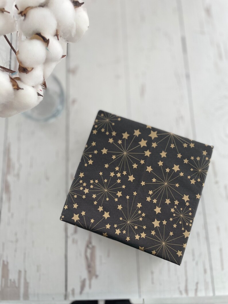 Black Background Gold Star Packing Paper, Tissue Paper, Wedding Gift ...