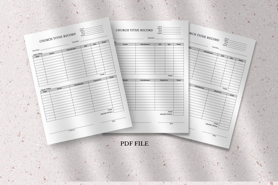 Church Tithe and Offering Log, Printable Tithing Record, Tithe Tracker ...