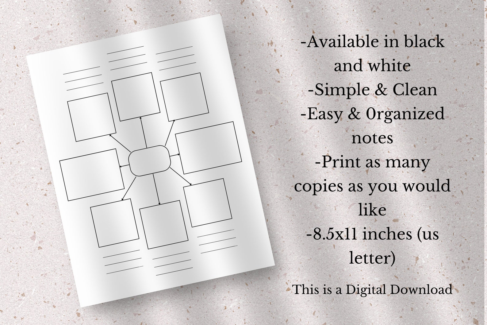 Printable Mind Map Template, Concept Map Template, Blank Mind Map ...