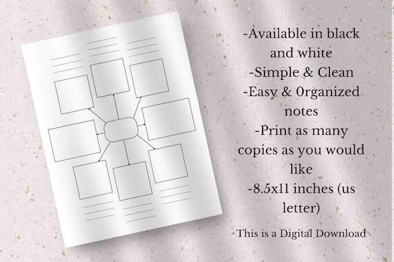 Printable Blank Mind Map Template, Study Notes (PDF) - Etsy