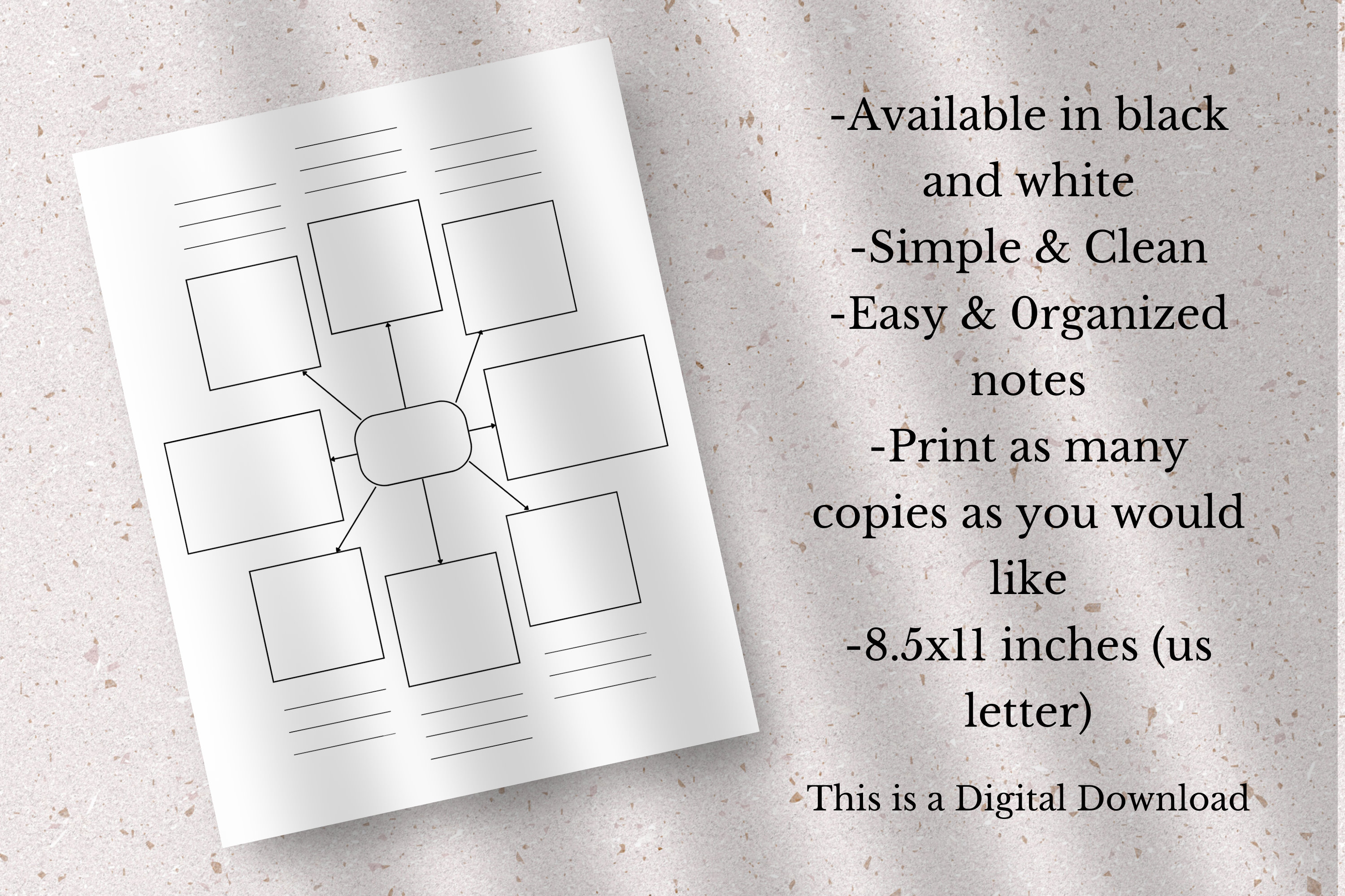 Printable Mind Map Template, Concept Map Template, Blank Mind Map ...