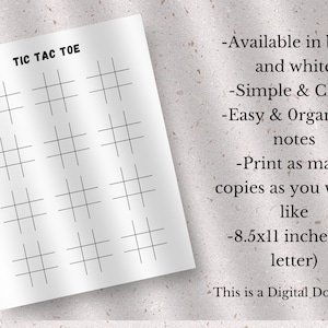 Printable Tic Tac Toe Game Template, Kids Travel Activity (PDF Download ...