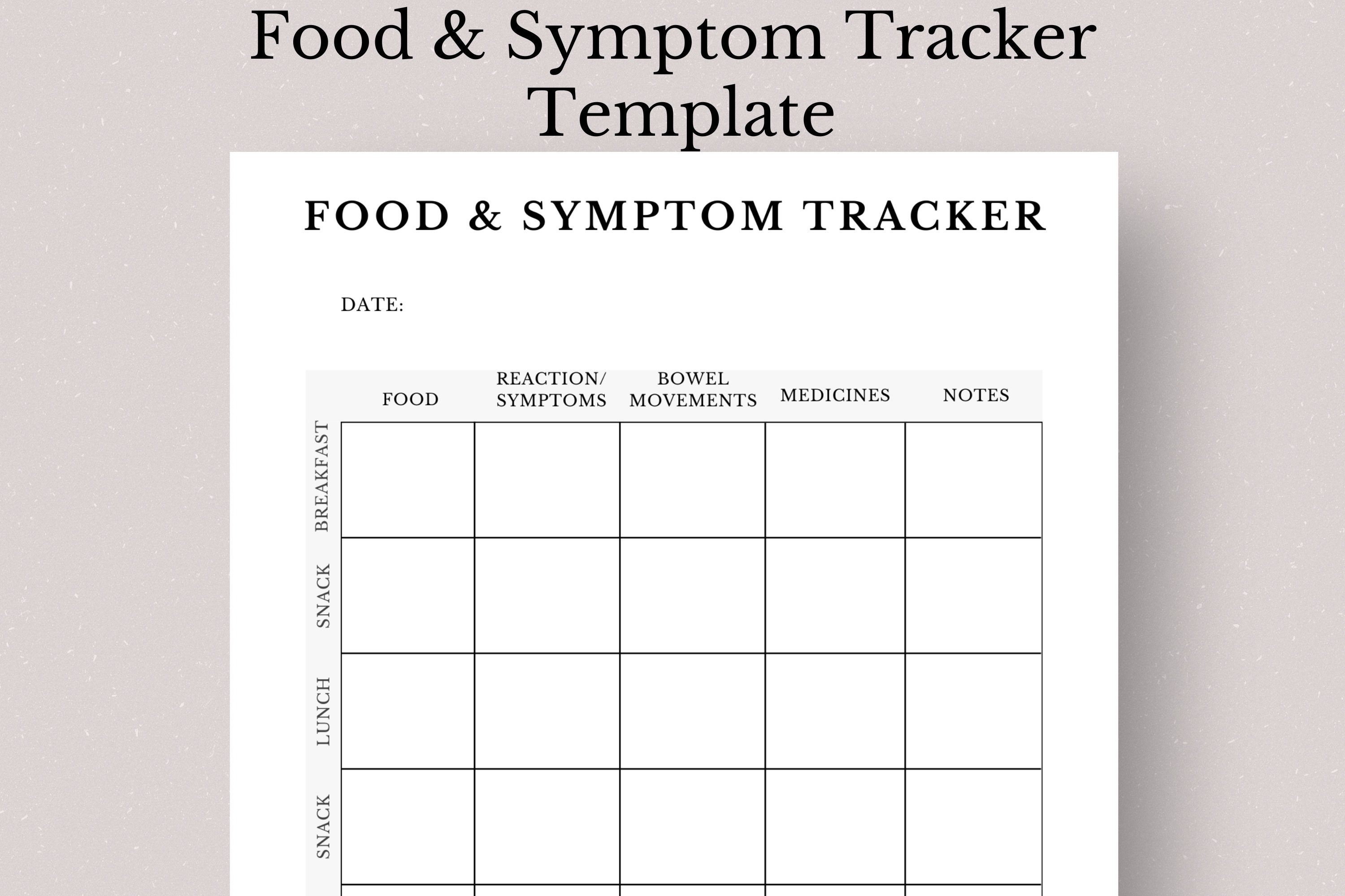 Printable Food & Symptom Tracker, Food Sensitivity Tracker, Meal ...