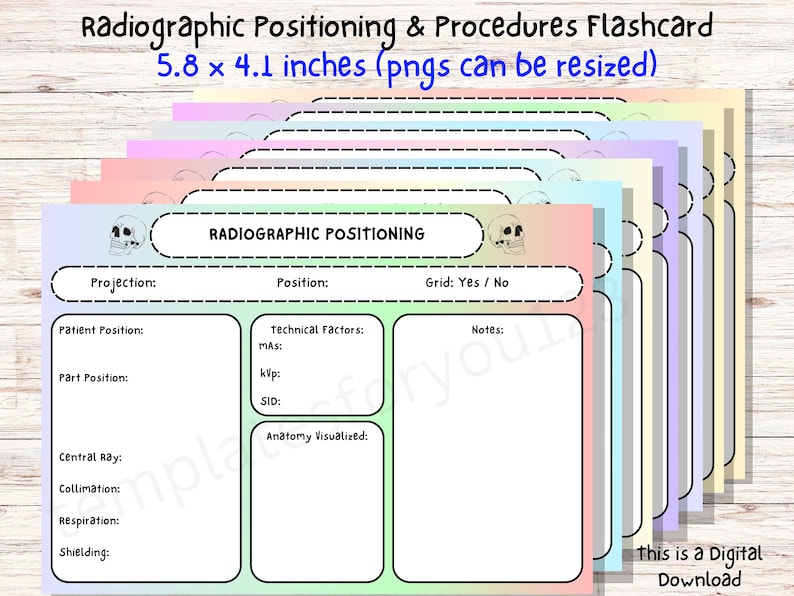 Radiography Positioning Notes Template, Radiology Flashcards (digital ...
