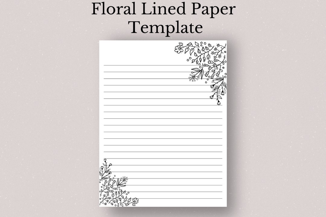 Floral Lined Paper, Printable Stationery (digital Download) - Etsy