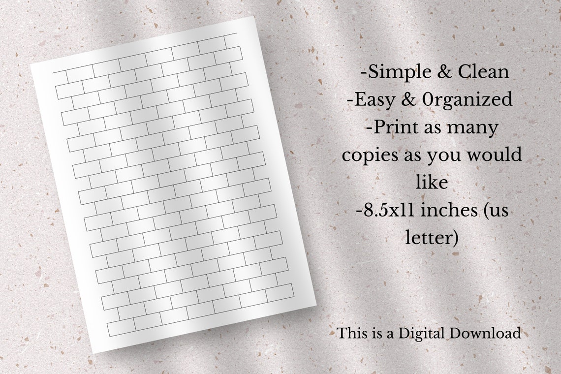 Printable Brick Graph Paper, Brick Graph Paper, Drawing Paper, Brick ...