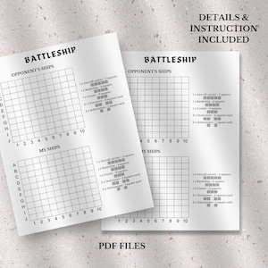 Printable Battleship Game, Battleship Game Template, Printable Travel ...