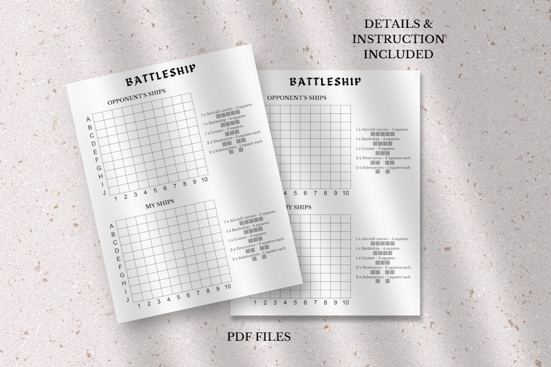 Printable Battleship Game, Battleship Game Template, Printable Travel ...