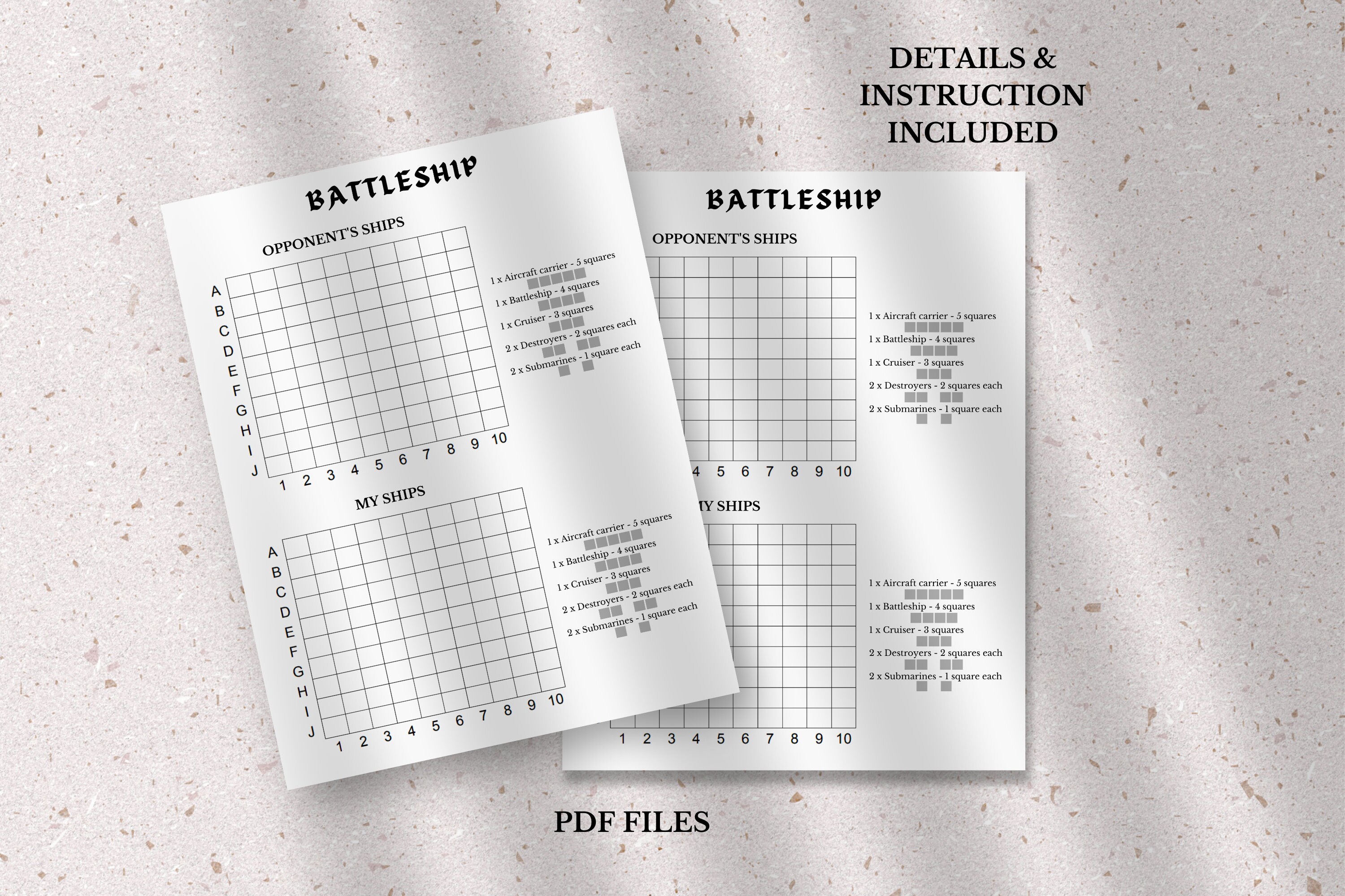 Printable Battleship Game, Battleship Game Template, Printable Travel ...