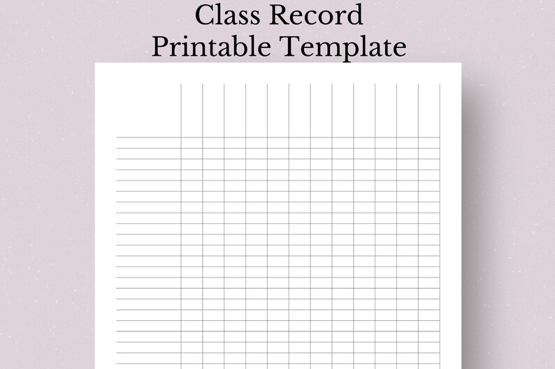 Printable Attendance Sheet, Printable Class Record and Checklist, Class ...