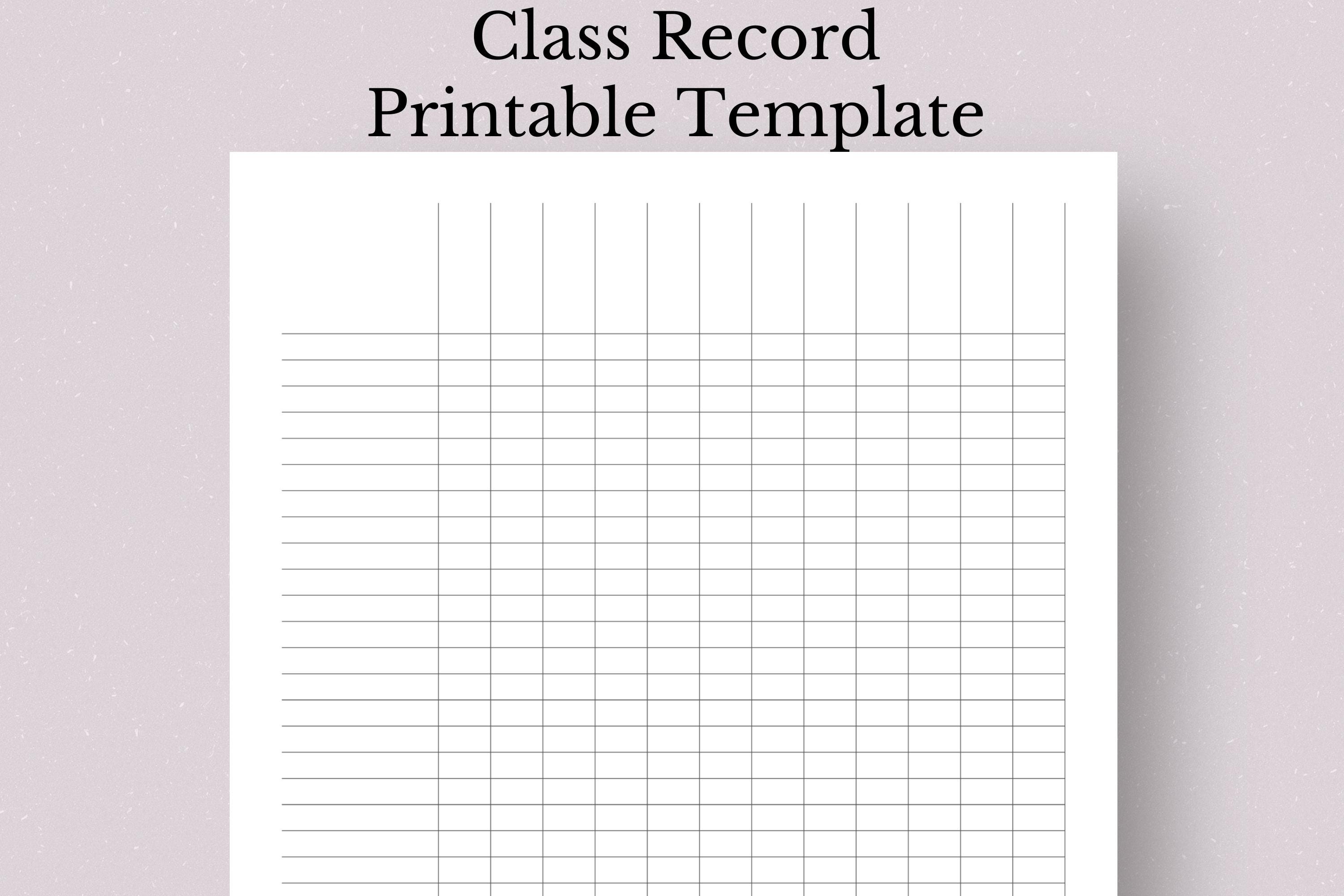 Printable Attendance Sheet, Printable Class Record and Checklist, Class ...
