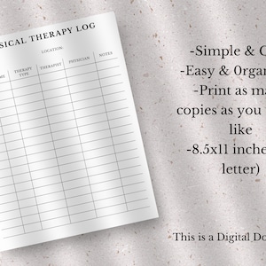 Physical Therapy Log, Physical Therapy Template, Physical Therapy ...