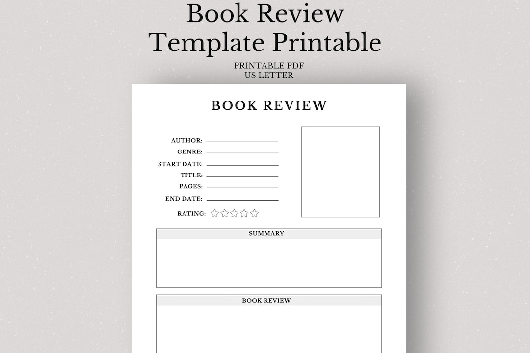 Book Review Printable PDF Kids & Adults Book Report Template Reading ...