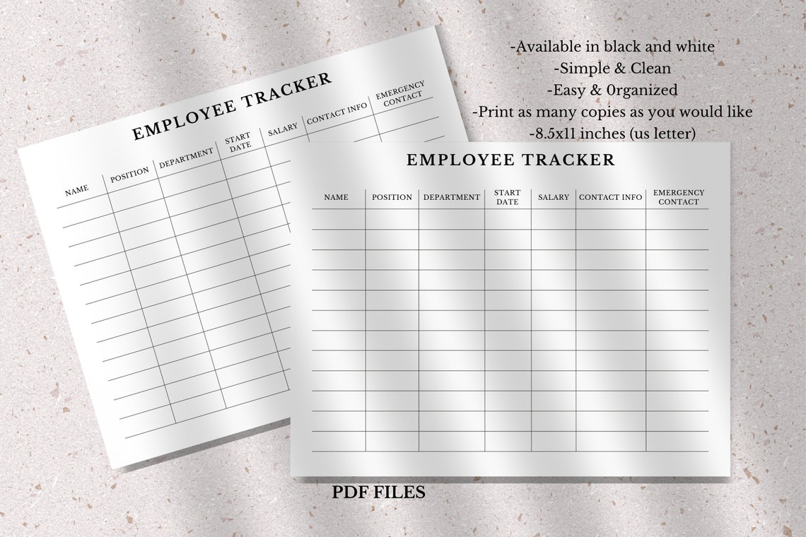 Printable Employee Tracker, Employee Tracker Sheet, Employee Tracker ...