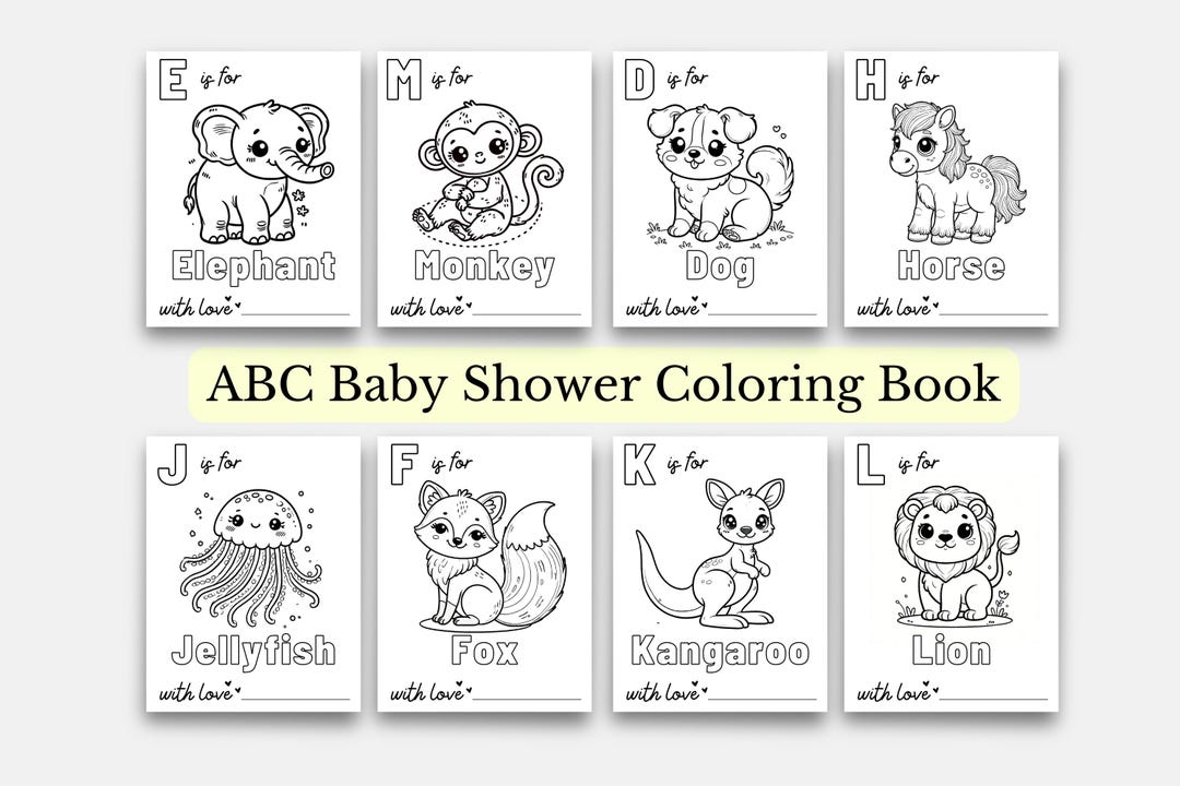 ABC Baby Shower Coloring Book Printable Baby's First ABC Book Baby's ...