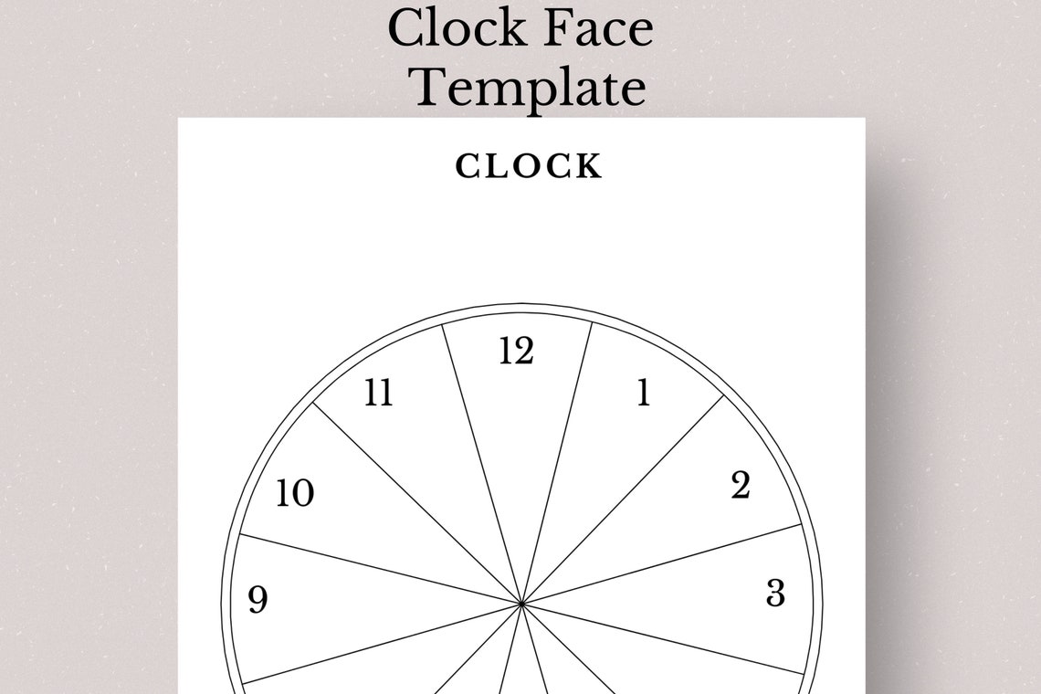Printable Clock Face, 1 Page Printable Clock Face, Clock Face, Clock ...