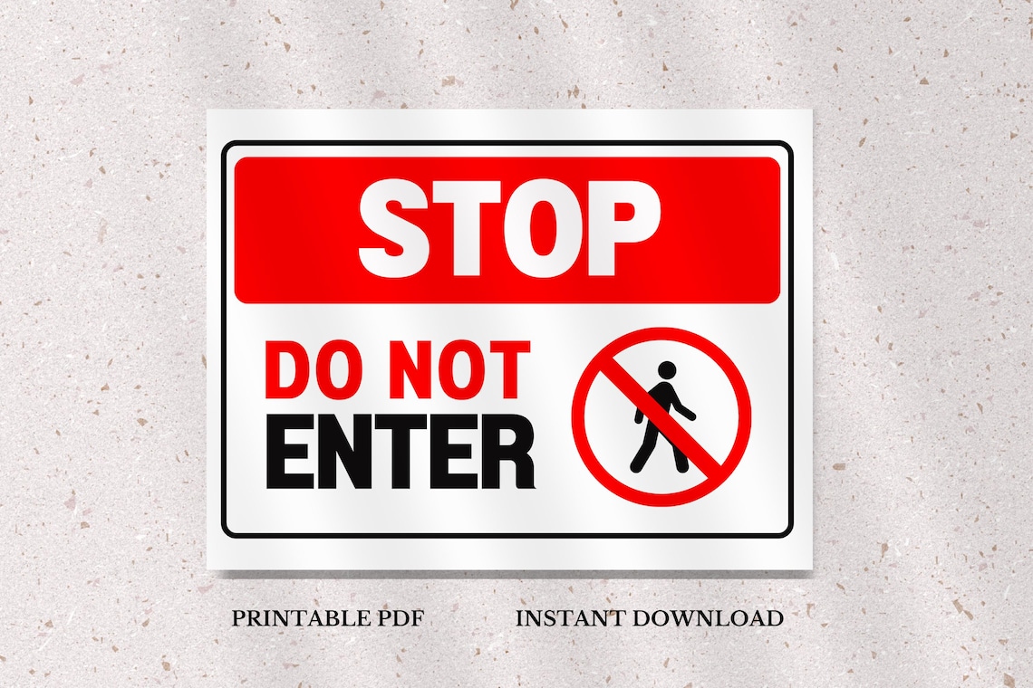 Printable Stop Do Not Enter Sign, US Letter (PDF) - Etsy