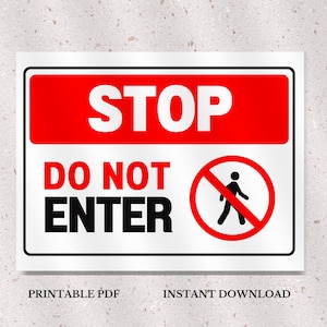 Printable Stop Do Not Enter Sign, US Letter (PDF) - Etsy