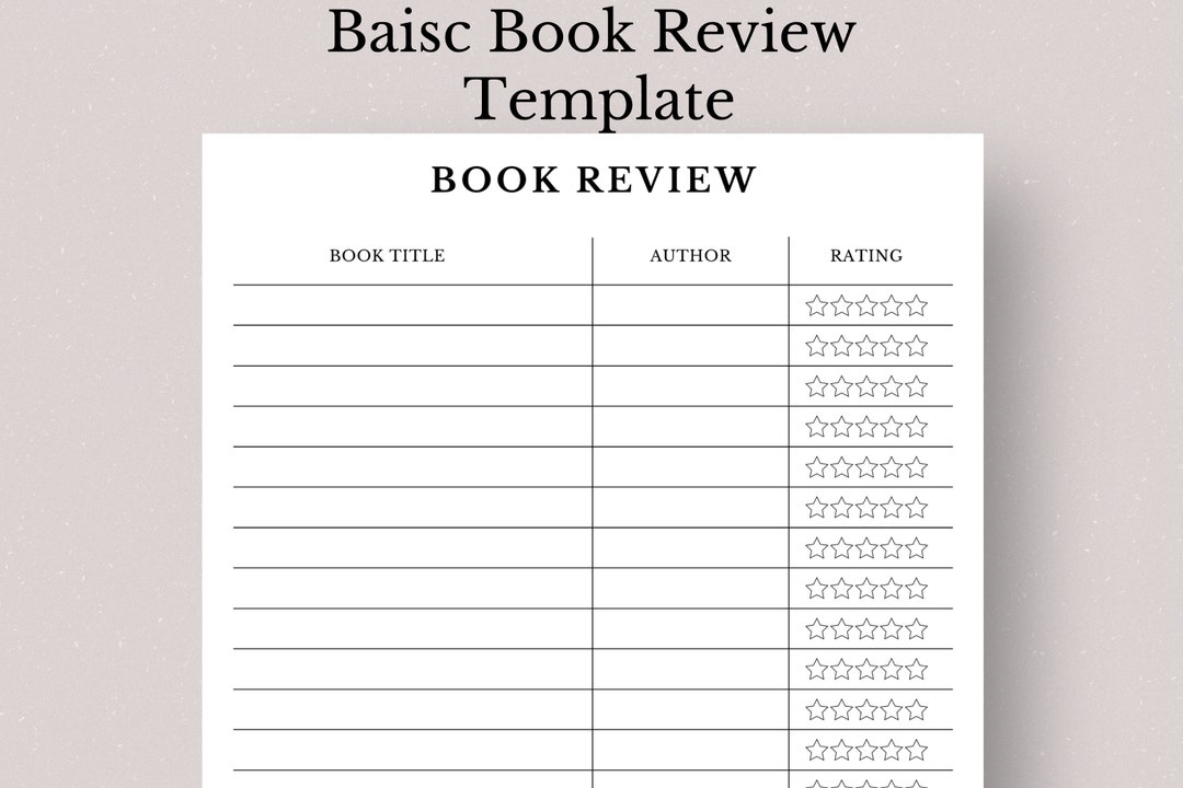 Book Review Printable, Book Log and Review, Book Rating, Book Lover ...
