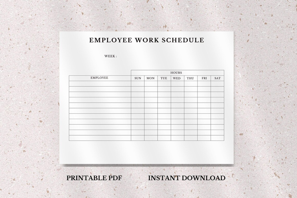 Employee Work Schedule Pdf, Employee Work Log Sheet, Clock in and Out ...