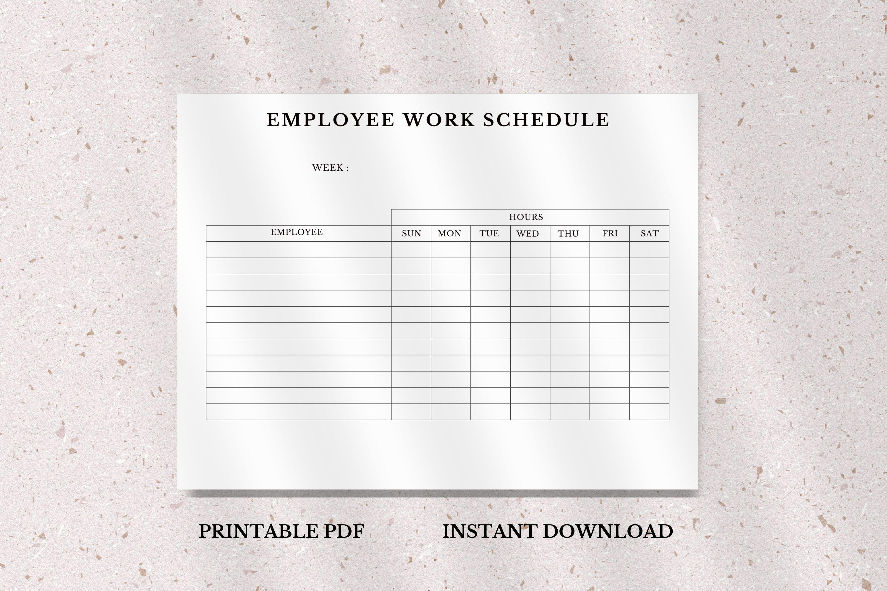 Employee Work Schedule Pdf, Employee Work Log Sheet, Clock in and Out ...