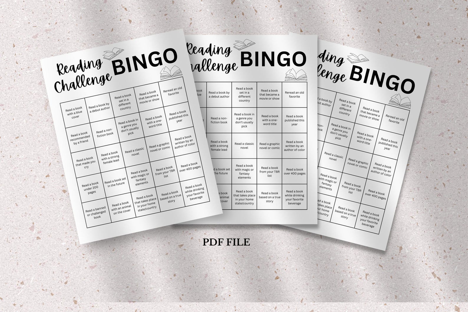 Reading Challenge Bingo Game Printable Fun Book Tracker Reading Log ...