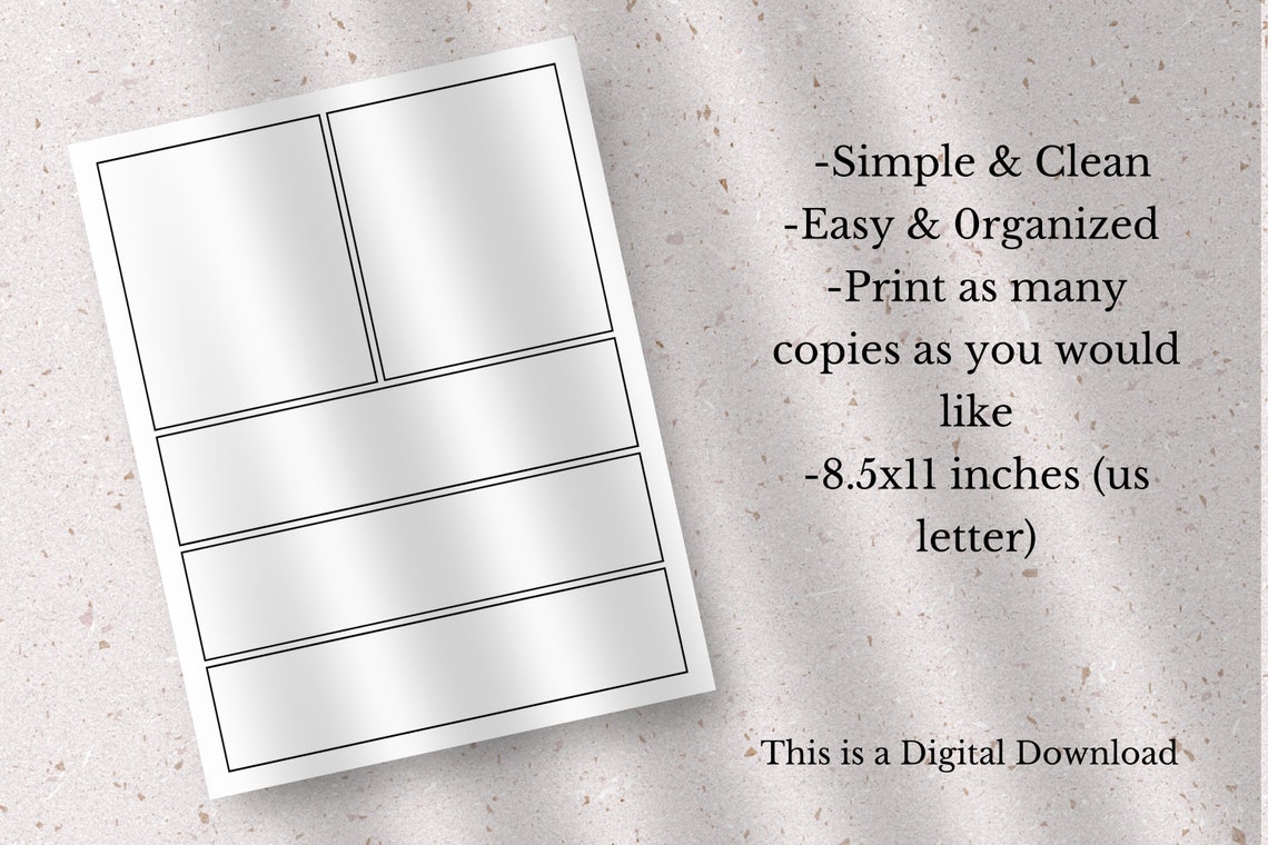 Printable Comic Book Panels, 60 Page Template Pack, 1 to 10 Panel ...