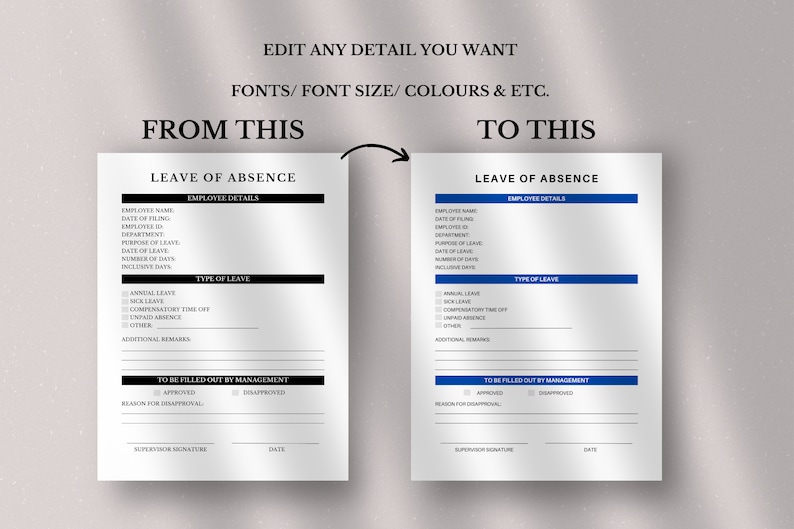 Editable Leave of Absence Form Template, Employee Leave of Absence ...