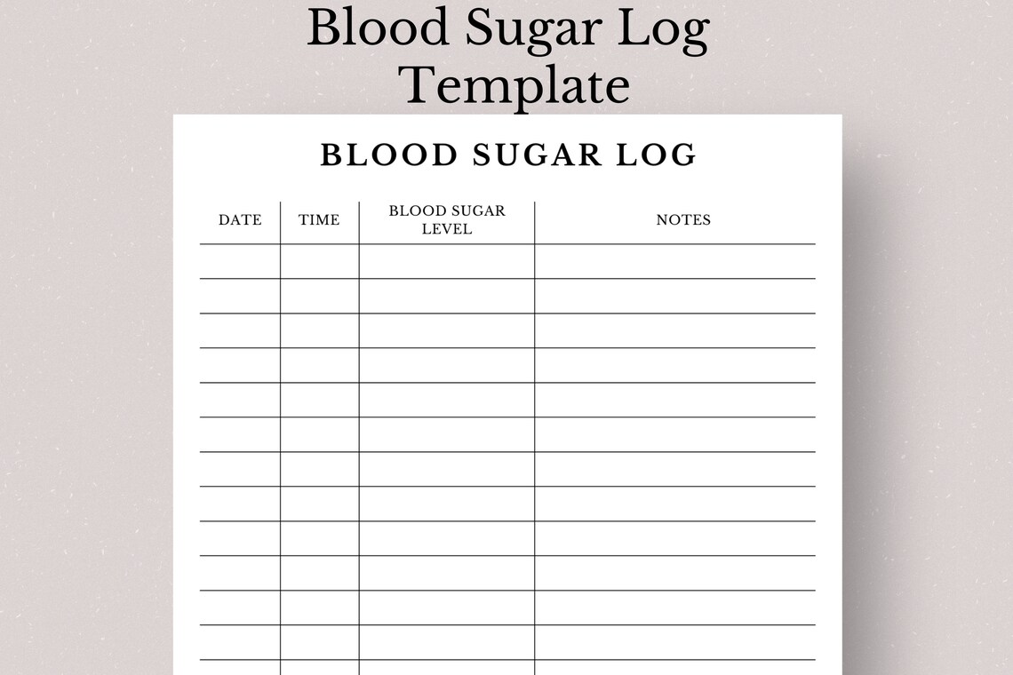 Blood Sugar Log Template, Blood Sugar Chart, Blood Sugar Log, Blood ...