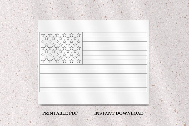Printable US Flag Coloring Page American Flag Template PDF Patriotic ...