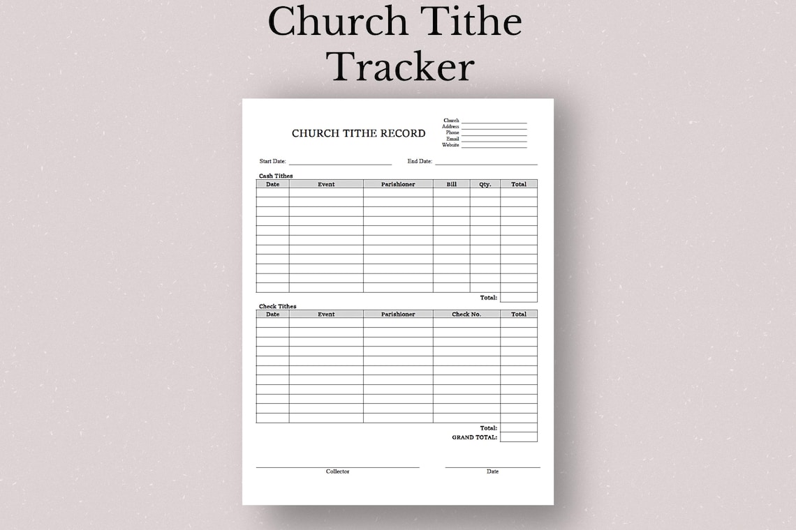 Church Tithe and Offering Log, Printable Tithing Record, Tithe Tracker ...