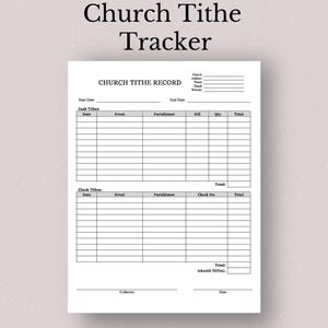 Church Tithe and Offering Log, Printable Tithing Record, Tithe Tracker, Church Giving Log ...