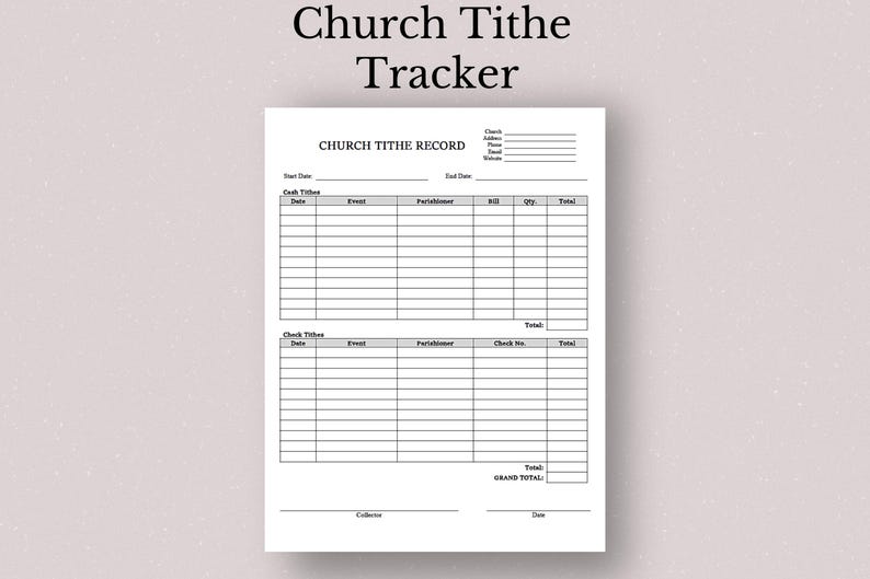 Church Tithe and Offering Log, Printable Tithing Record, Tithe Tracker ...