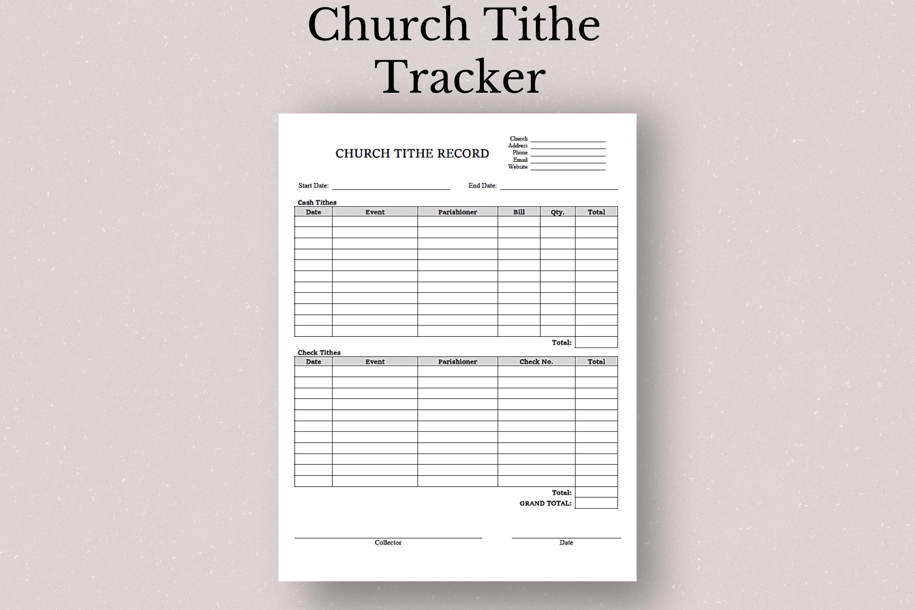 Church Tithe and Offering Log, Printable Tithing Record, Tithe Tracker ...