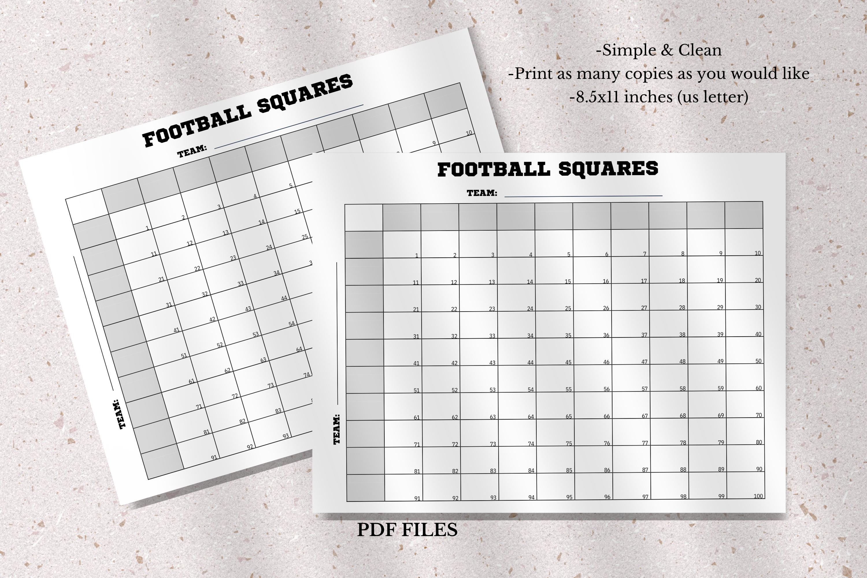 Printable Football Squares, Superbowl Squares, Printable Super Bowl ...