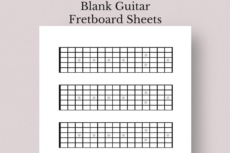 Blank Guitar Fretboard Diagrams, Printable Fretboard Sheet (PDF) - Etsy