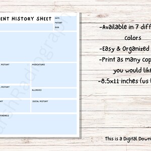 Patient History Taking Sheet for Medicine/pa/nursing/dentistry, Patient ...