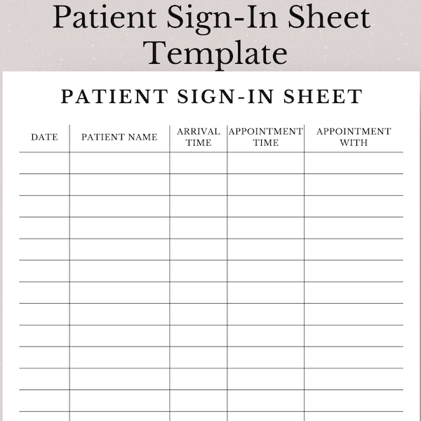 Patient Sign in Sheet - Etsy