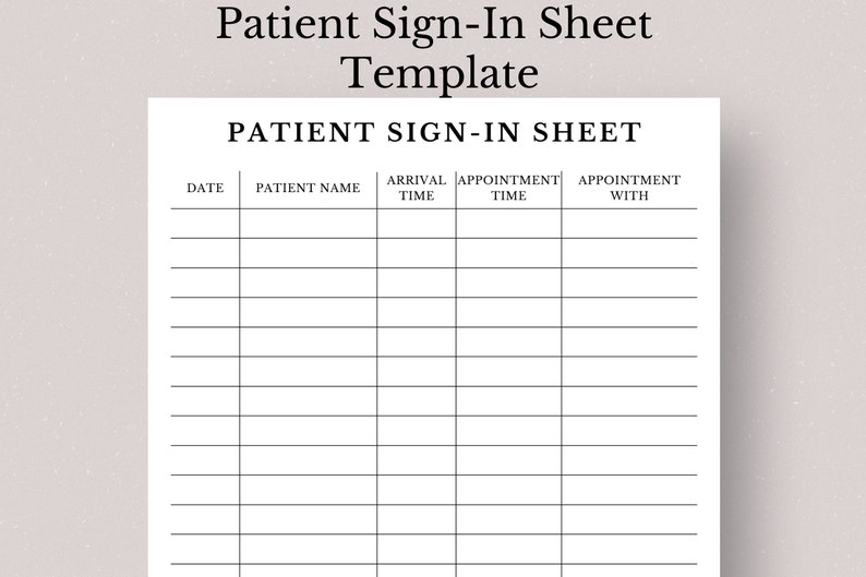 Patient Sign-in Sheet, Patient Details Sheet, Appointment Template ...