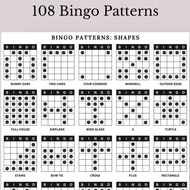 Bingo Pattern Template - Etsy