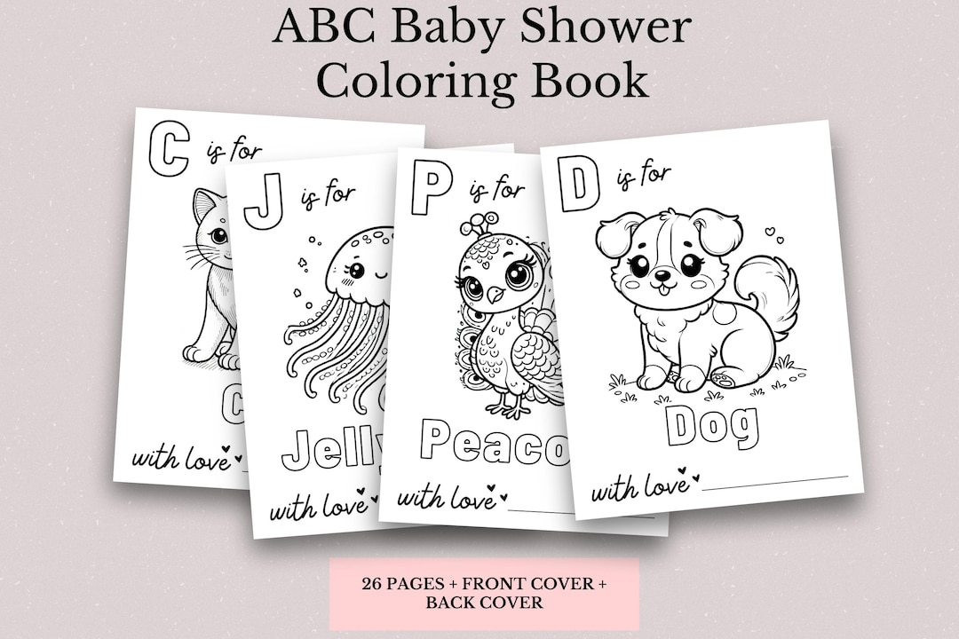 ABC Baby Shower Coloring Book Printable Baby's First ABC Book Baby's ...