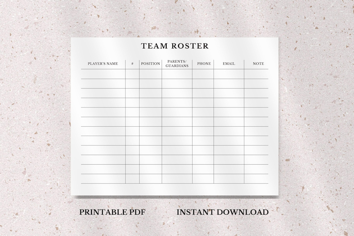 Team Roster Template, Sports Team Player List, Team List, Players List ...