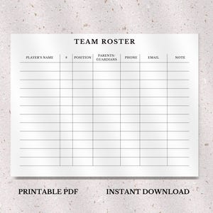 Team Roster Template, Sports Team Player List, Team List, Players List ...