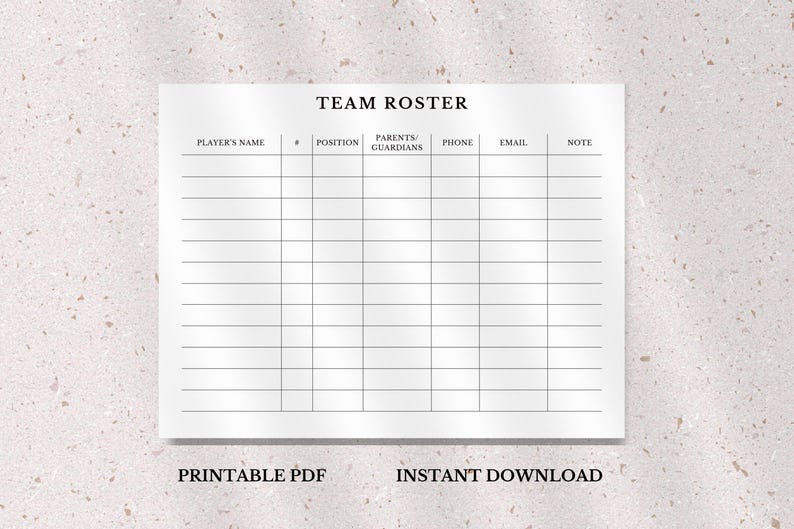 Team Roster Template, Sports Team Player List, Team List, Players List ...